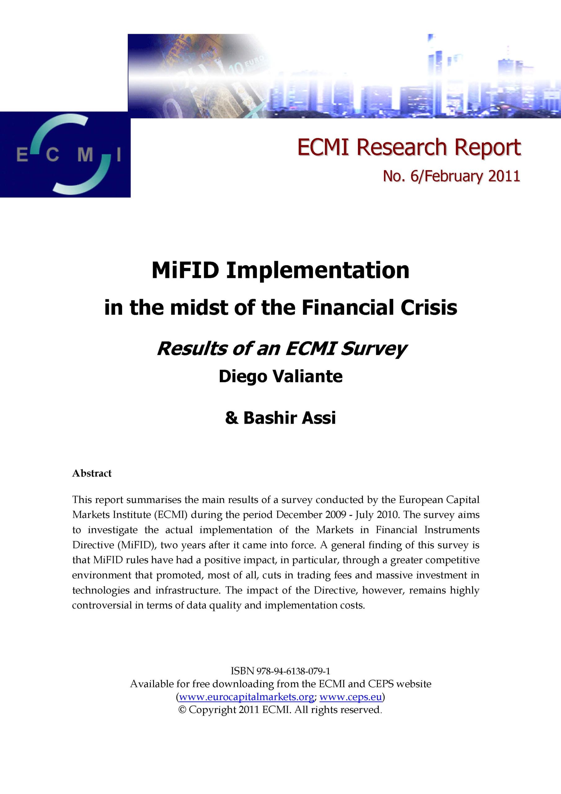 cover ECMI Survey on MiFID – CEPS