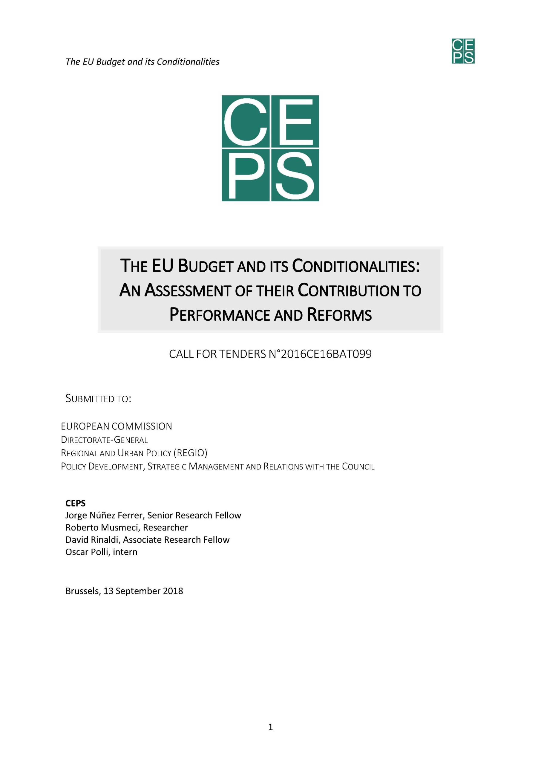 Study on the EU Budget and its Conditionalities – CEPS