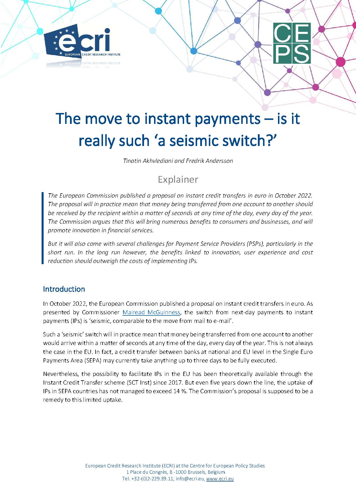 How to unlock the potential for instant payments? – CEPS